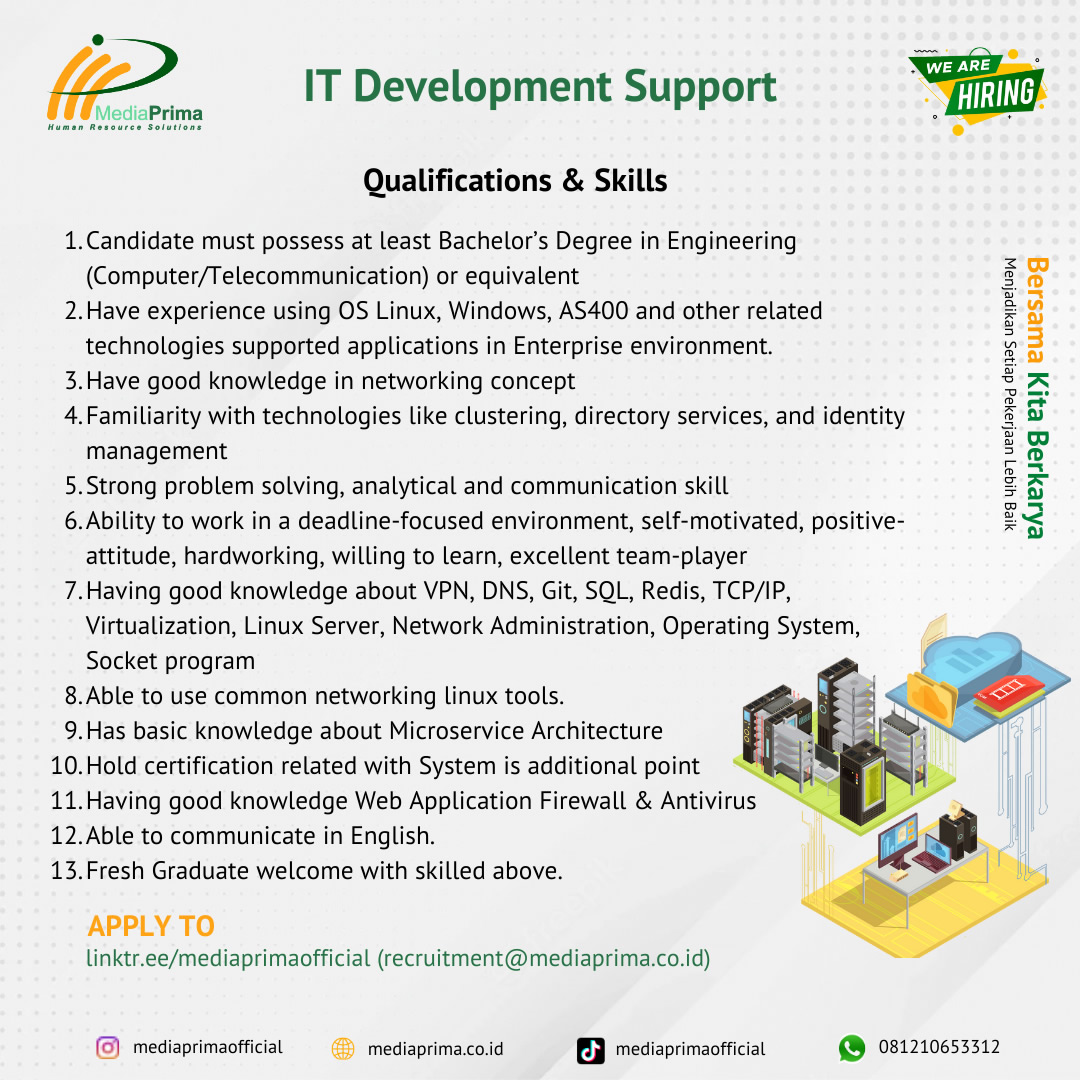 Lowongan IT Development Support – Media Prima HR Solutions
