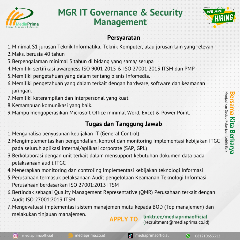 Lowongan Pekerjaan – Media Prima HR Solutions